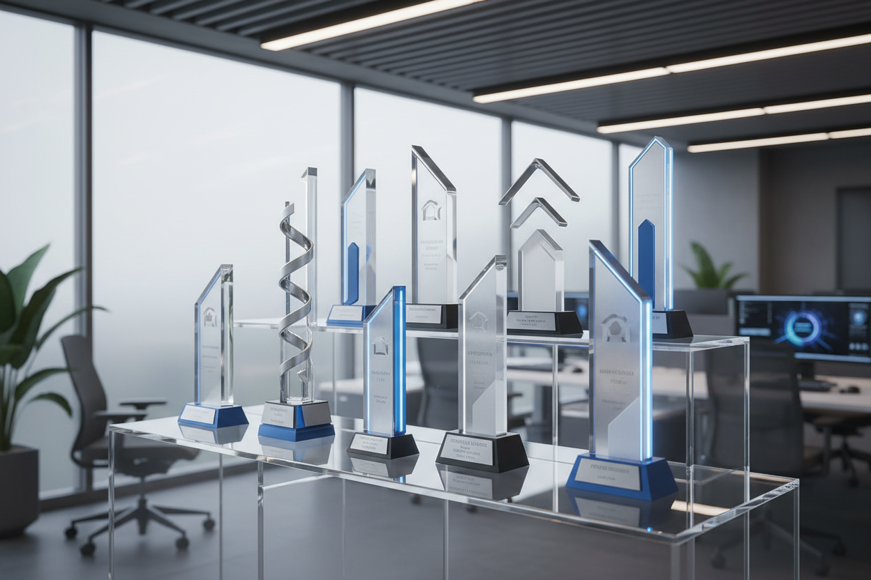 Modern Acrylic Trophies for Tech Companies – Meru Trophy